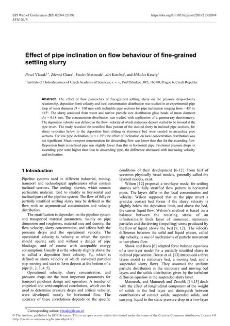 Pdf Effect Of Pipe Inclination On Flow Behaviour Of Fine Grained