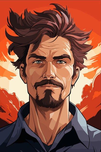 Homem Estilo Anime Vetor Premium