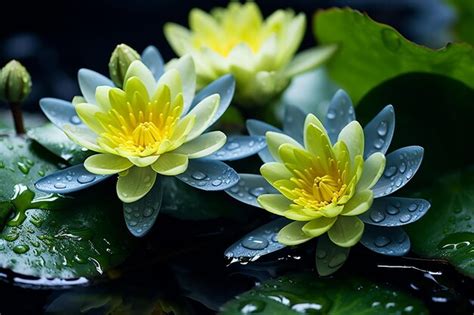 Premium Photo Swamp Serenity Macro Water Lilies