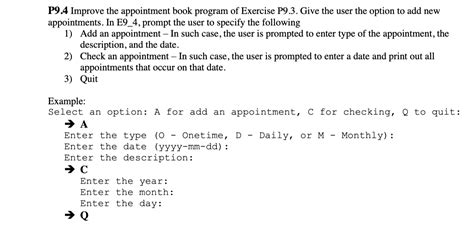 solved p9 4 improve the appointment book program of exercise