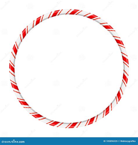 Candy Cane Circle Frame For Christmas Design Isolated On White B Stock