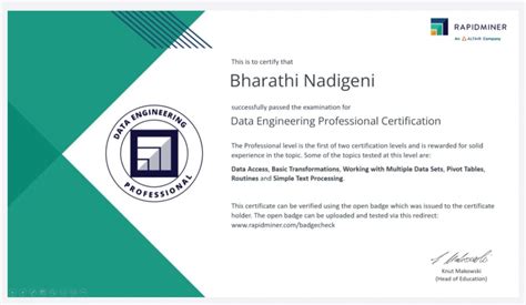 Bharathi Nadigeni On Linkedin Dataengineering Certification