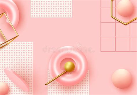Background With 3d Realistic Objects Minimal Abstract Composition