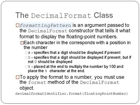 The Switch Statement Decimal Format And Introduction To