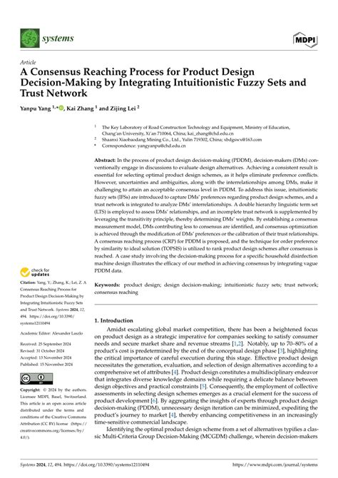 Pdf A Consensus Reaching Process For Product Design Decision Making