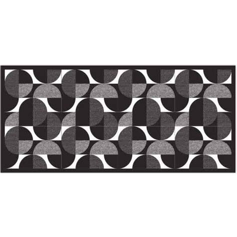 Alfombra Vinílica Círculos 3d En Blanco Y Negro