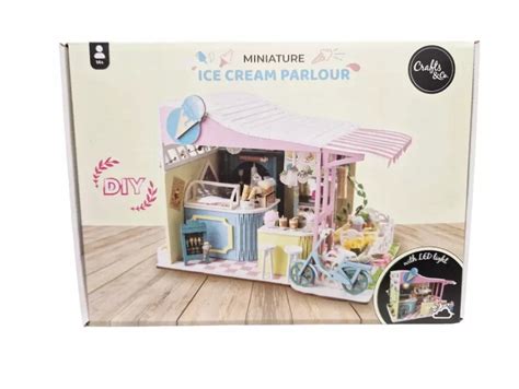 MINIATUROWY DOMEK LODZIARNIA DIY ŚWIATŁO LED CRAFTS CO ZRÓB TO SAM