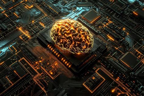 Innovative Digital Brain Concept Representing Artificial Intelligence on Circuit Board Stock ...