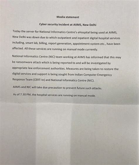 Aiims Delhi Server Down Puts Systems On Manual Mode Securereading