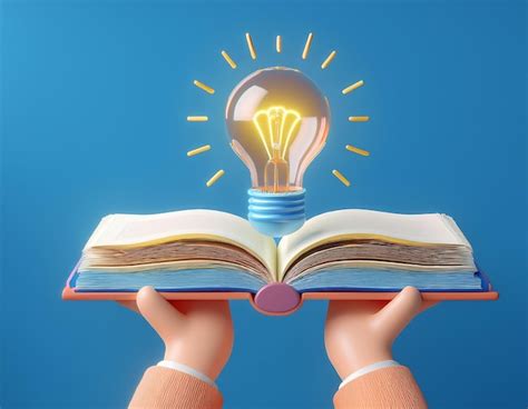 3d Open Book With A Lightbulb Hovering Above It Symbolizing The Power