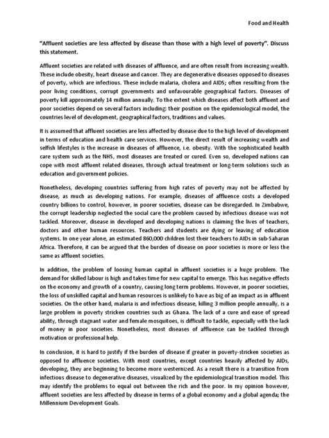 Diseases Of Affluence Vs Poverty Pdf Poverty Poverty And Homelessness