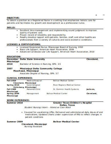 8 Nursing Assistant Resume Templates In Doc Pdf