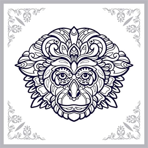 Cabeza De Mono Mandala Artes Aislado Sobre Fondo Blanco Vector Premium