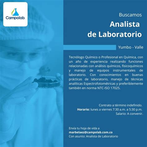 Ihola Red Estamos En Búsqueda De Un Analista De Laboratorio Con