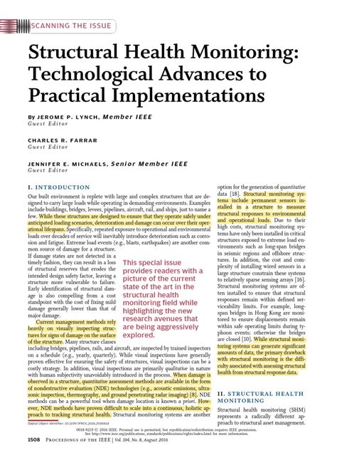 Shm Technological Advances To Practical Implementations Scanning The