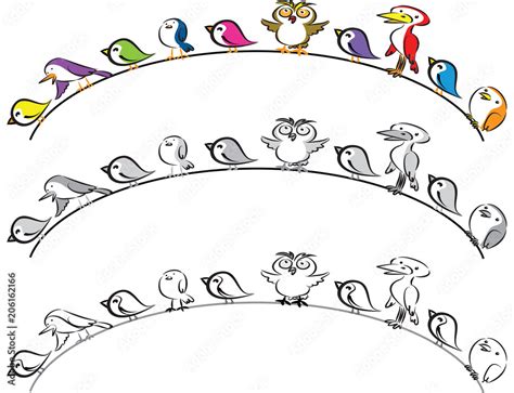 Vector Cartoon Birds Border Stock Vector Adobe Stock