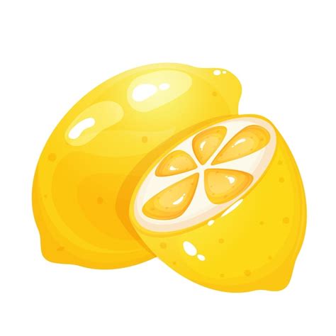 Premium Vector Cartoon Style Lemon And Lemon Slice