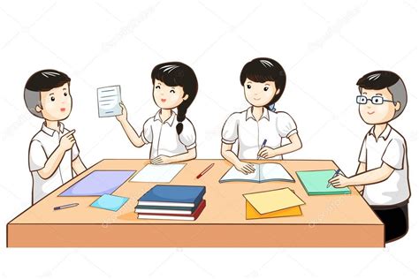 Dos Estudiantes Trabajando Juntos Clipart