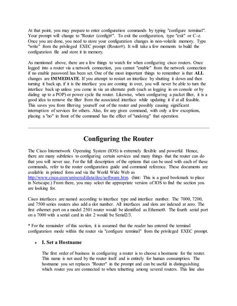 Cisco Router Configuration Docx Computer Peripherals Computing