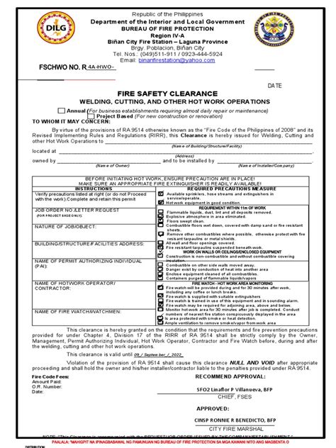 Fsed 034f Fire Safety Clearance For Hot Works Operations Rev03 New
