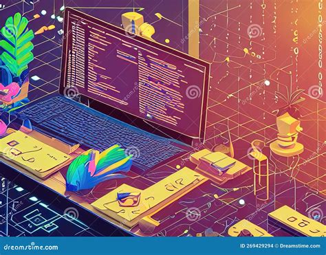 Javascript Developer Job Fictional Work Environment Stock Illustration