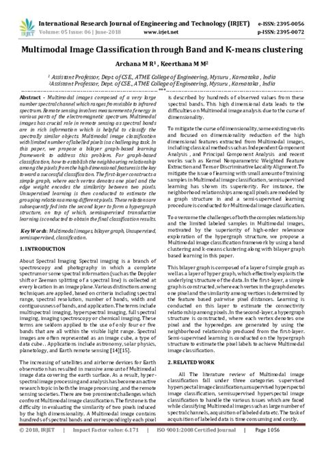pdf multimodal image classification through band and k means clustering