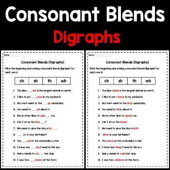 Consonant Blends Digraphs Spelling By Teaching Resources By Mags