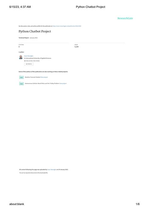 Solution Python Chatbot Project Studypool