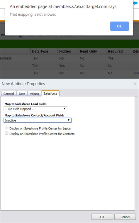 Mapping Profile Attribute To A Boolean Sales Cloud Field Not Possible