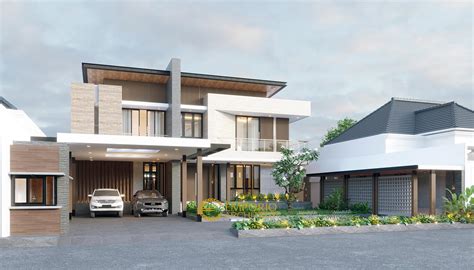 Desain Tampak Depan Rumah Modern Lantai Bapak Usman Di Tangerang Banten Desaincarport
