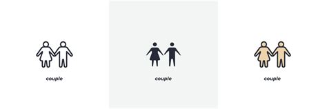 Couple Icon Line Solid And Filled Outline Colorful Version Outline And Filled Vector Sign