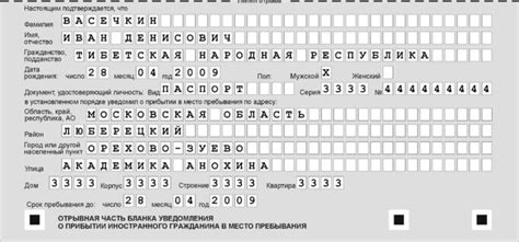 Бланки регистрации иностранных граждан: образец заполнения