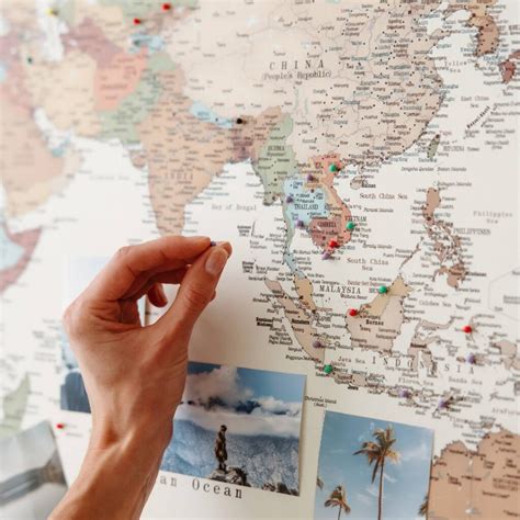 Push Pin World Map Colorful Detailed