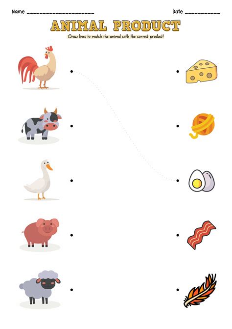 English Worksheets Farm Animals Match