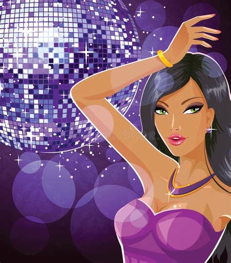 привлекательная девушка диско клуба брюнет освещает портрет ночи сексуальный Иллюстрация вектора
