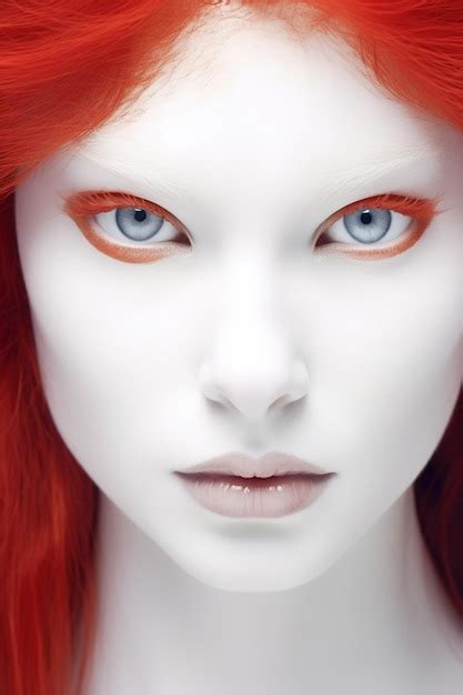 Premium Ai Image Pale Redhead Woman Closeup Portrait Generative Ai