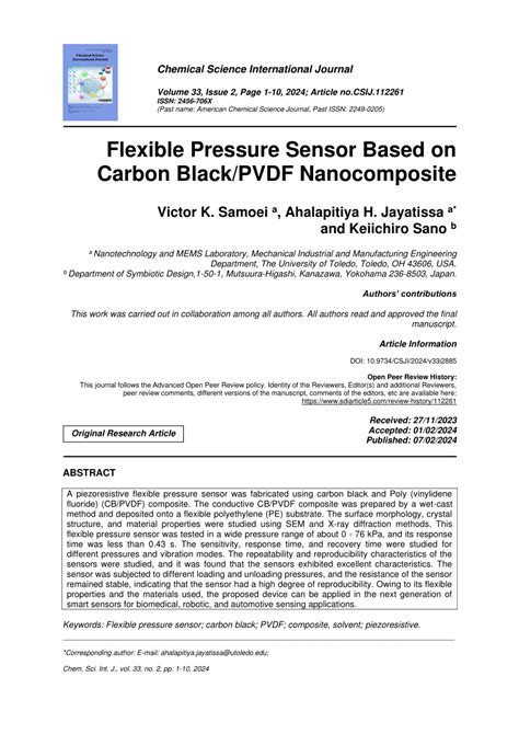 Pdf Flexible Pressure Sensor Based On Carbon Blackpvdf Nanocomposite