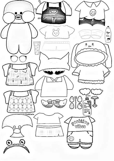 Уточка Лалафанфан с одеждой для вырезания из бумаги