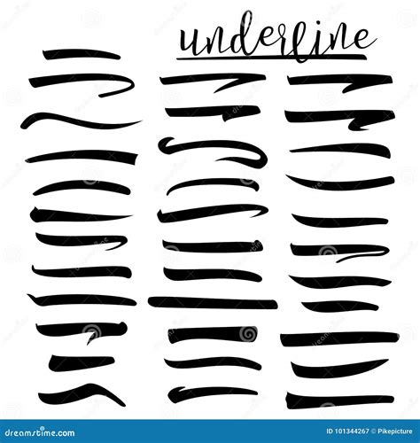 Underlines Lettering Lines Set On White Background Vector Illustration