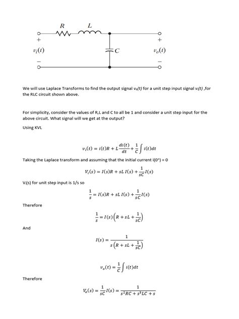 Laplace Transform Analysis Of A Second Order Electrical System Pdf Signal Processing