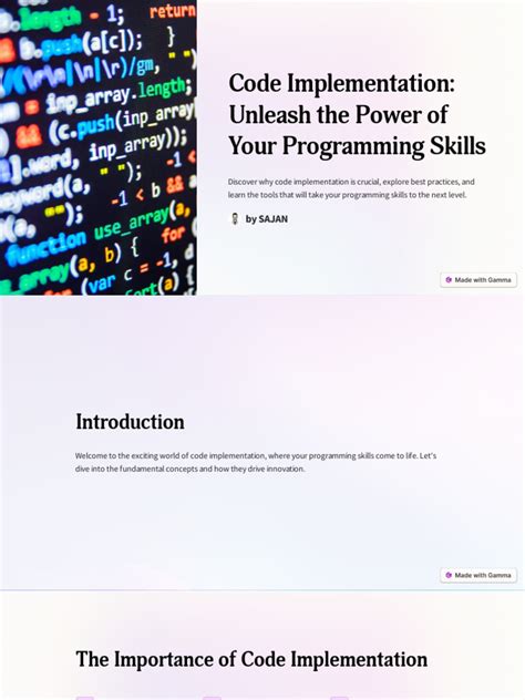 code implementation unleash the power of your programming skills pdf