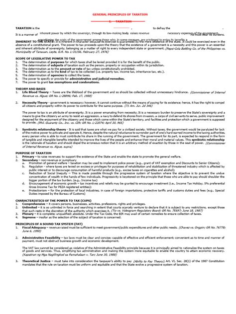 General Principles Of Taxation Pdf Taxes Double Taxation