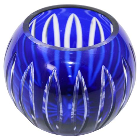 Vintage Bohemian Cobalt Blue Cut To Clear Glass Crystal Vase At 1stdibs Cobalt Blue Bohemian