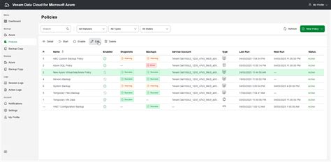 Editing Backup Policy Settings Veeam Data Cloud For Microsoft Azure