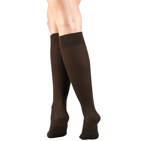 Womens Trouser Socks Dress Style Rib Pattern 15 20 Mmhg Brown X