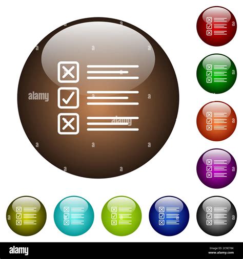 Questionnaire White Icons On Round Color Glass Buttons Stock Vector