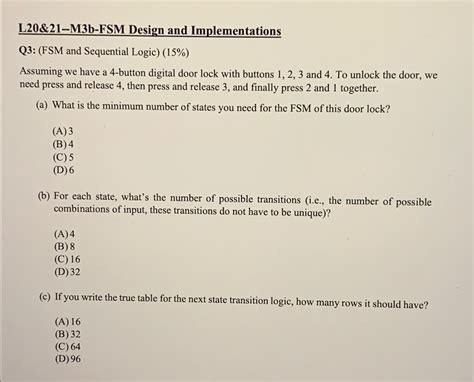 Solved L20and21 M3b Fsm Design And Implementationsq3 Fsm And