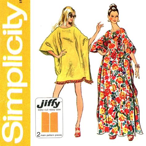 1970s Caftan Pattern Simplicity 5628 Easy To Sew One Size