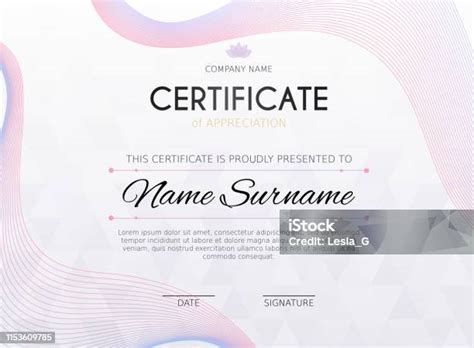 장식 요소가 있는 인증서 템플릿입니다 디자인 디플로마 졸업 수상 벡터 일러스트입니다 0명에 대한 스톡 벡터 아트 및 기타 이미지