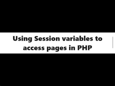 PHP Session Variables - II - YouTube